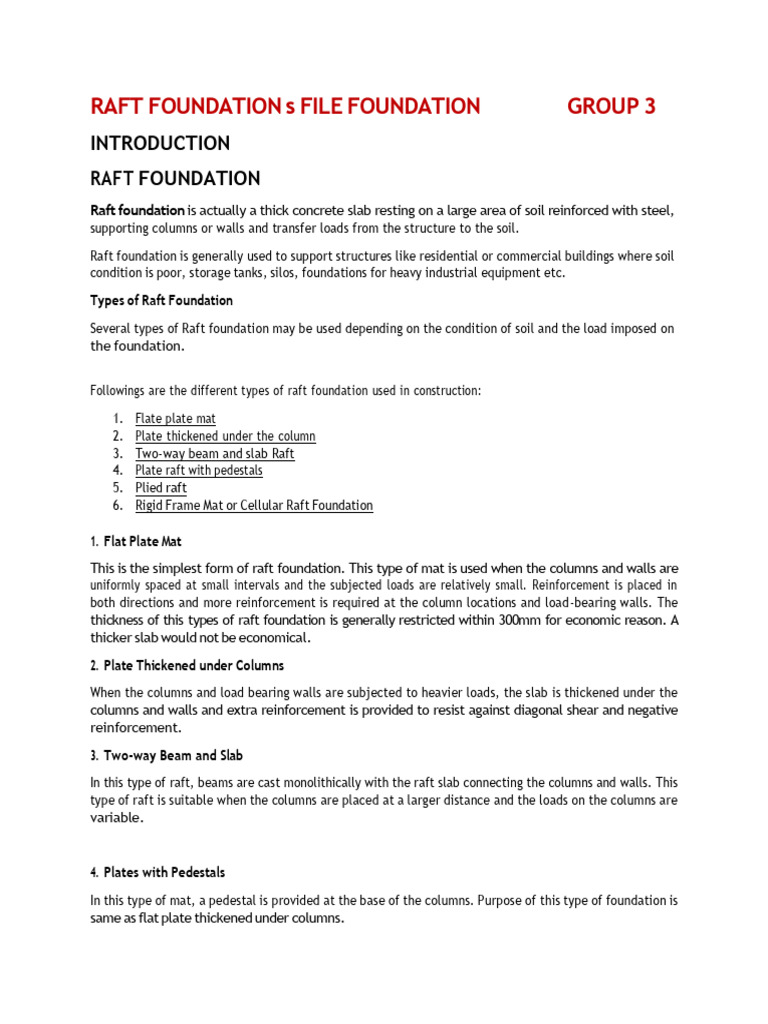 GROUP3_RAFTANDPILEFOUNDATION | PDF | Deep Foundation | Foundation (Engineering)