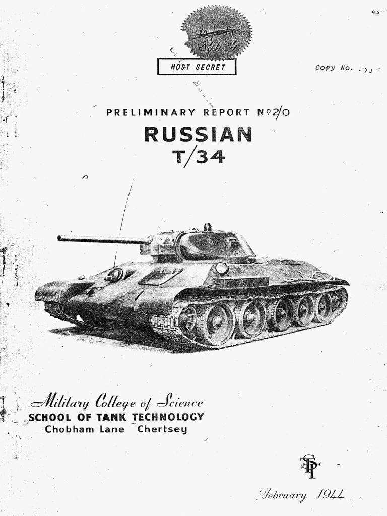 Preliminary_Report_No_2-0_Russian_T-34_Medium_Tank | PDF | Gun Turret | Firearms