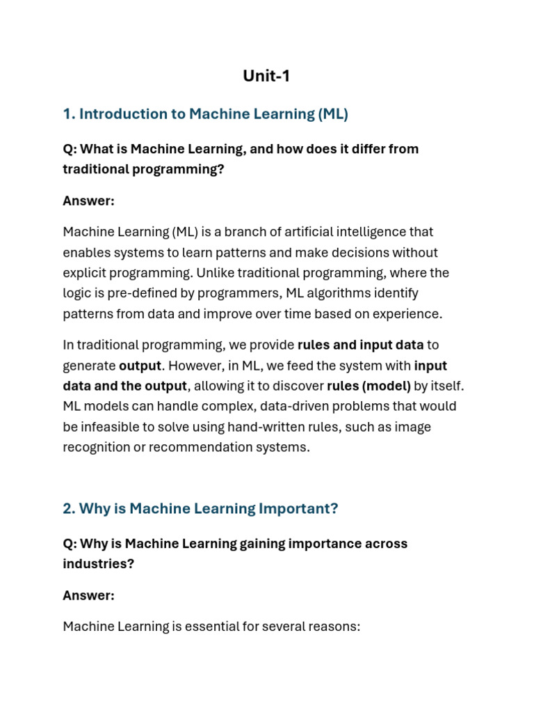 Machine Learning Most Important Question For Mid Term Ipu University | PDF | Machine Learning ...