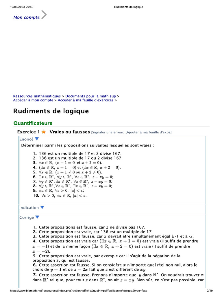 Exercices de Logiques SUP Avec Correction | PDF