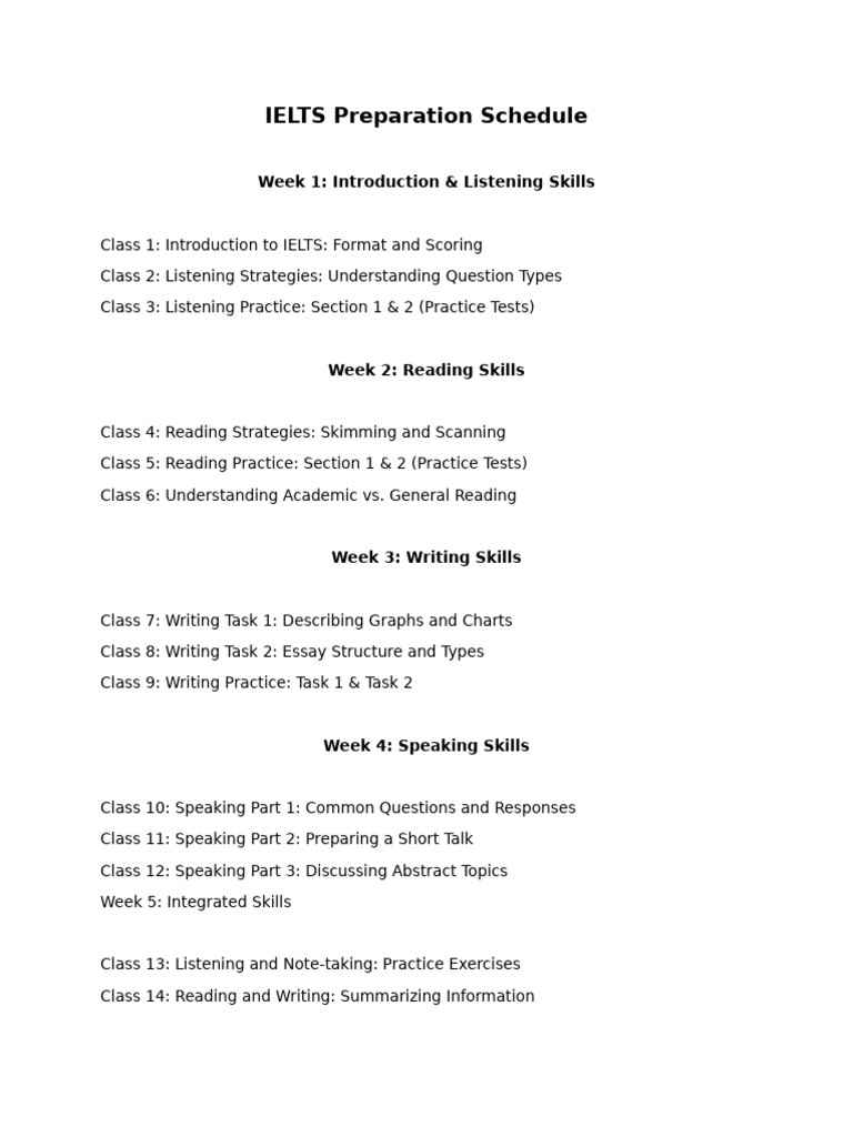 IELTS Preparation Schedule | PDF | Language Arts & Discipline