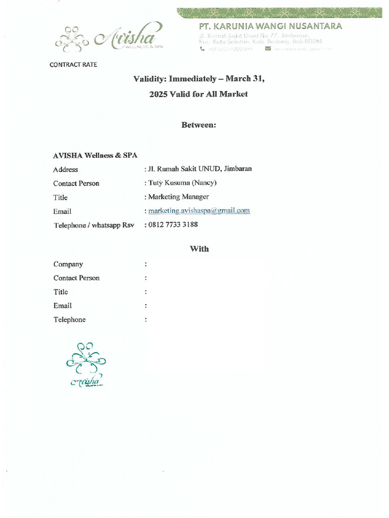 Contract Rate Avisha | PDF