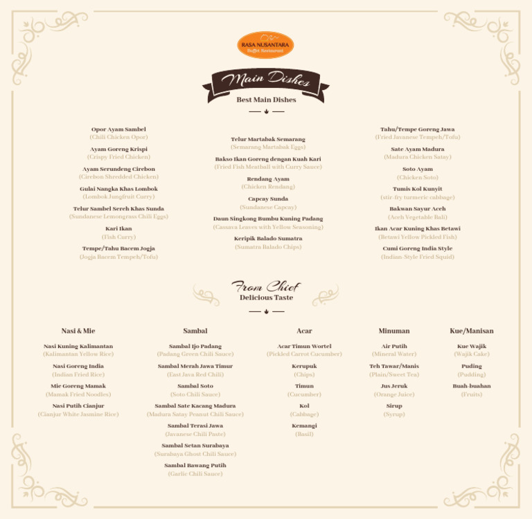 Menu Nusantara - No Price | PDF | Southeast Asian Cuisine | Indonesian ...