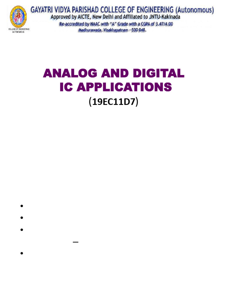 UNIT-1 ADIC Applications | PDF | Operational Amplifier | Amplifier
