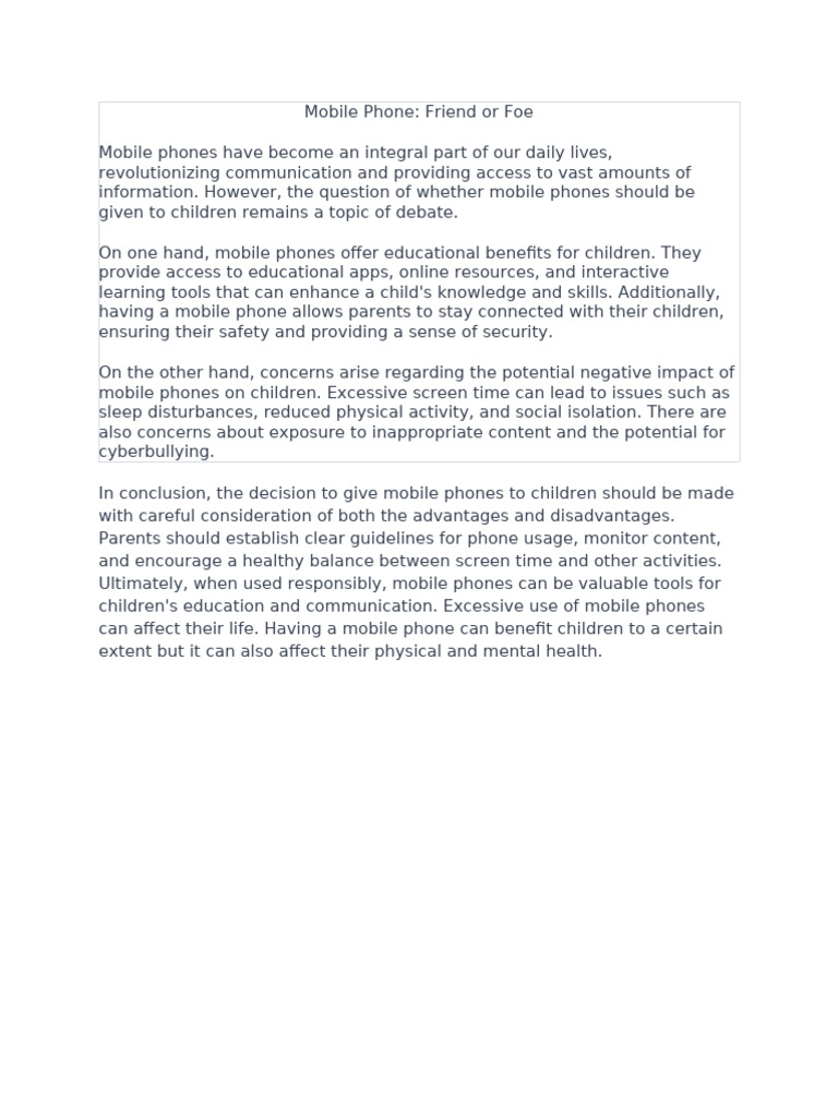 Mobile Phone_Friend or Foe | PDF