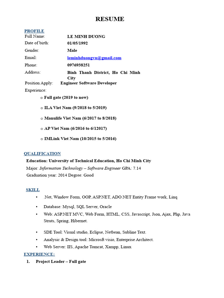 Software Engineer Resume | PDF | Databases | Postgre Sql