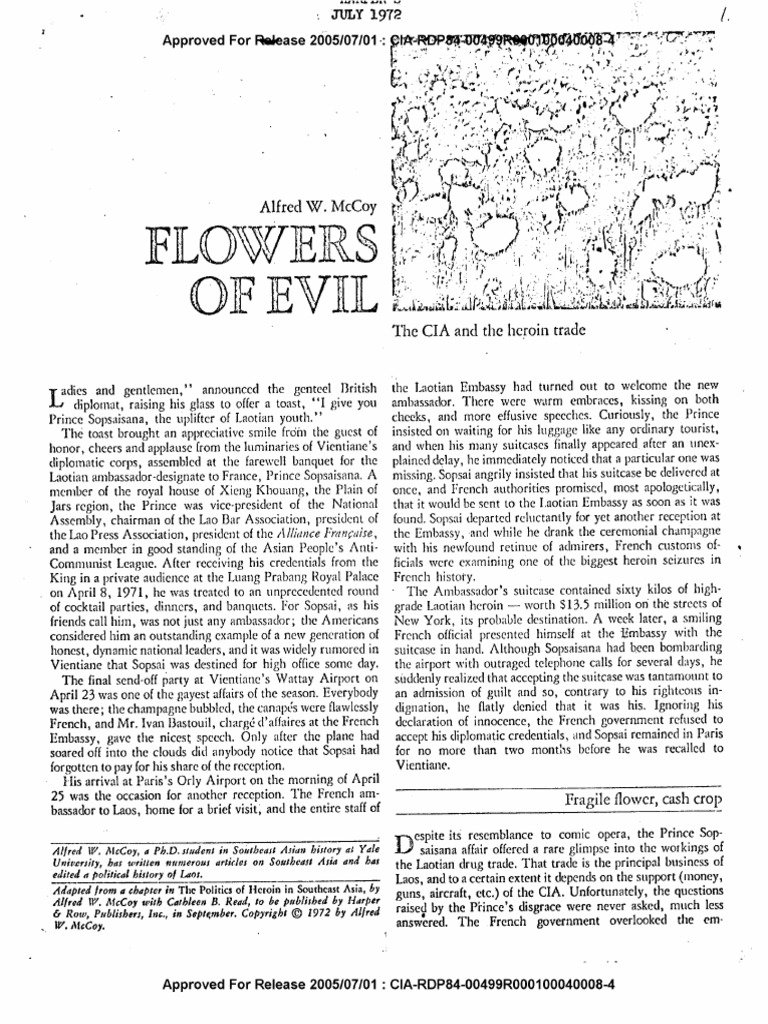 Flowers of Evil - The CIA and The Heroin Trade - July 1972 | PDF