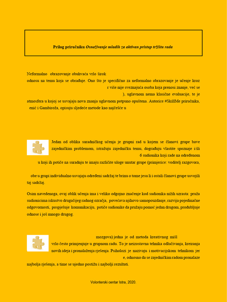 Prilog (Primjeri Metoda Neformalnog Obrazovanja) | PDF