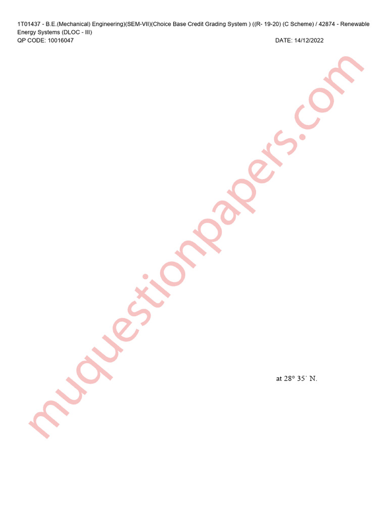 Be - Mechanical Engineering - Semester 7 - 2022 - December - Dloc III - Renewable Energy Systems ...