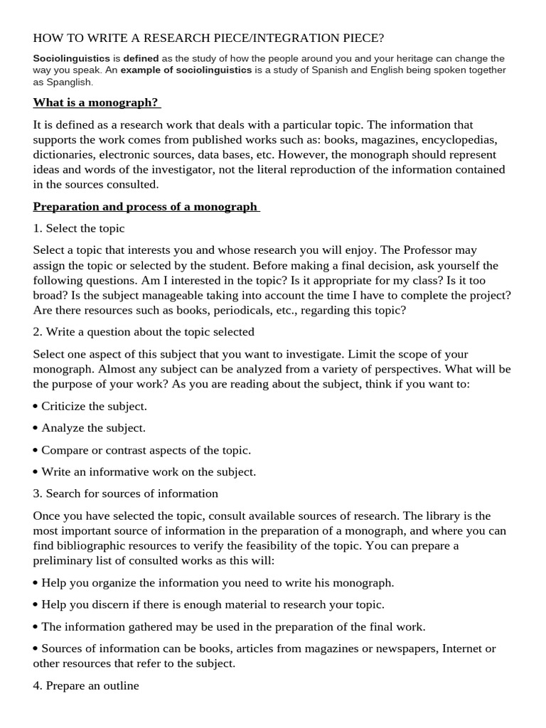 Guide to Writing a Monograph in Sociolinguistics | PDF | English ...