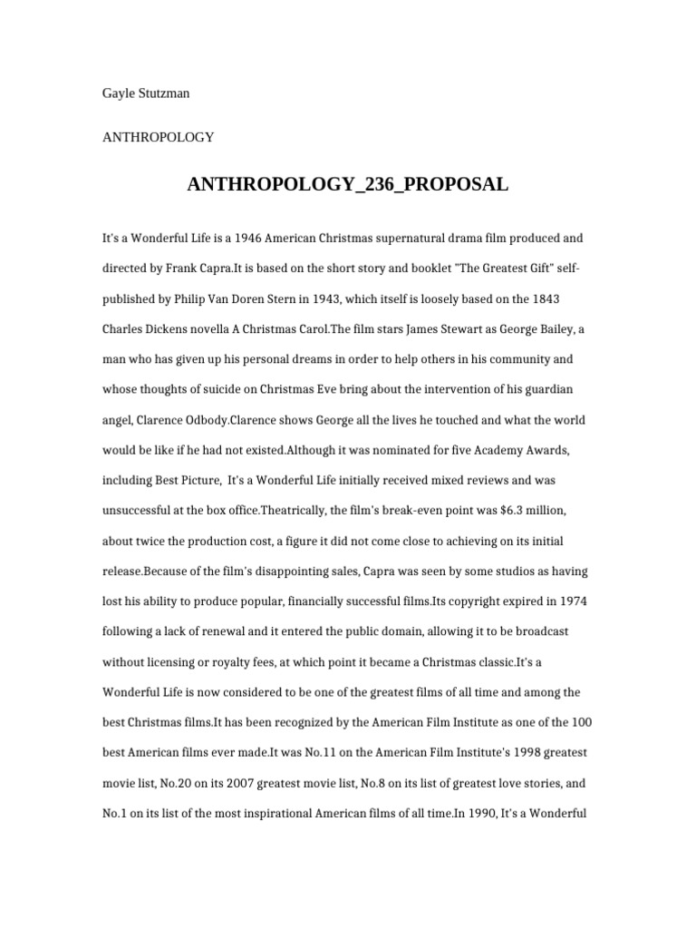 Anthropology 236 Proposal | PDF
