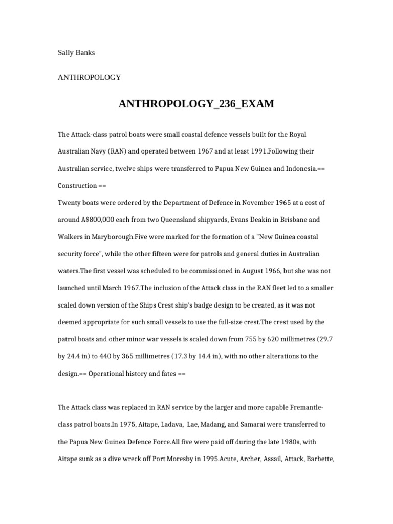 Anthropology 236 Exam | PDF | Warships | Ships