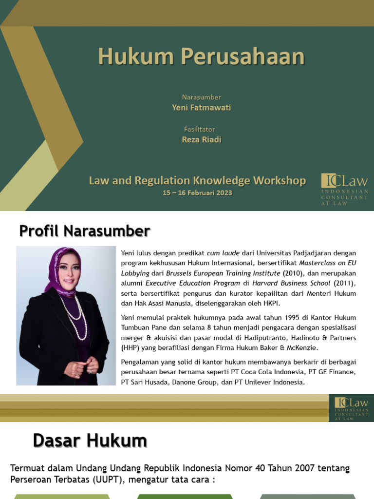 Hukum Perusahaan: Law and Regulation Knowledge Workshop | PDF