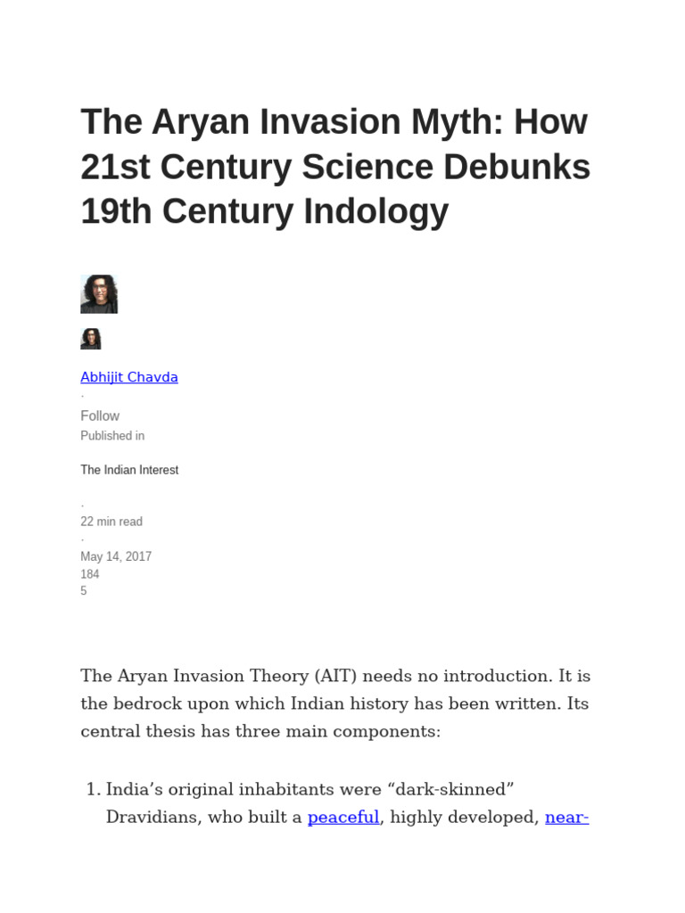 The Aryan Invasion Myth | PDF | Religion & Spirituality