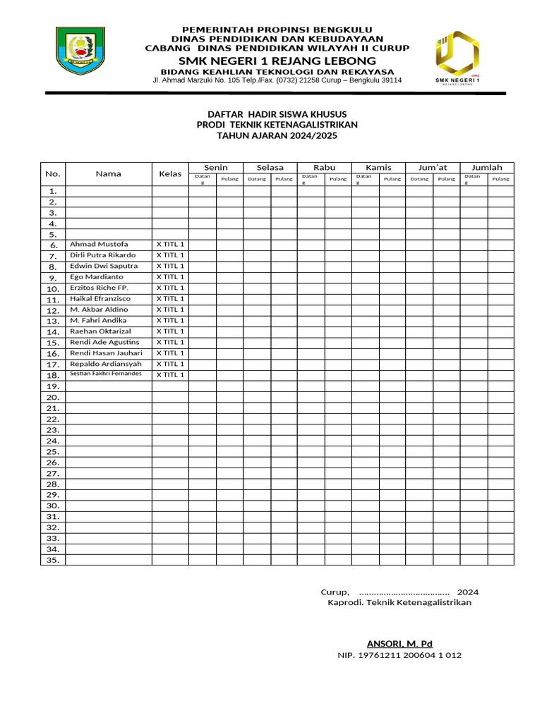 Absen Siswa Khusus'24 | PDF