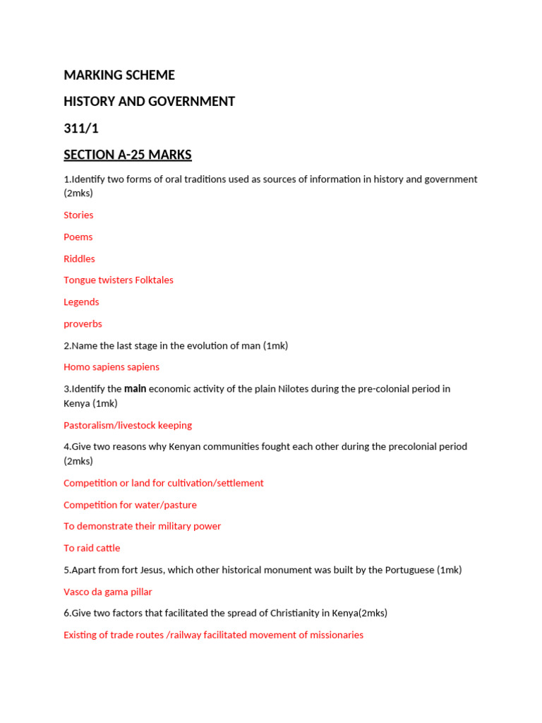 History f3t3 Pp1 Ms | PDF | Kenya | Colonialism