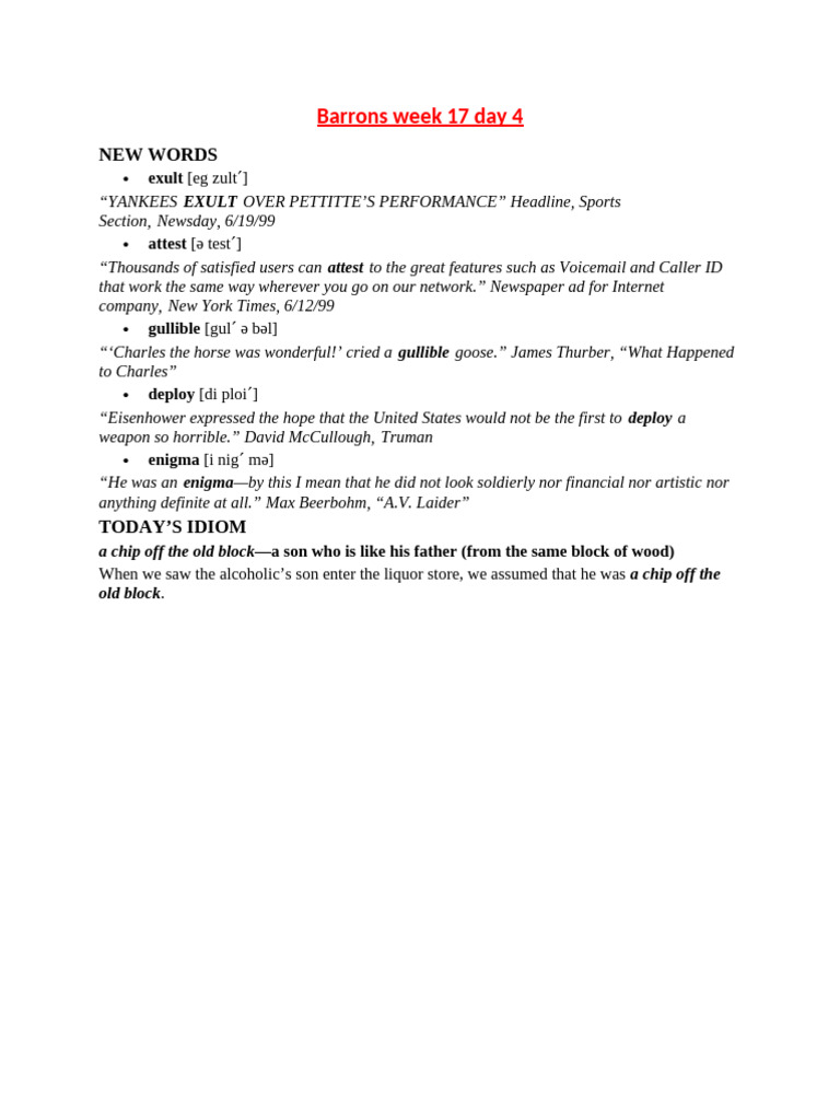 Barrons Week 17 Day 4 | PDF | Travel | History