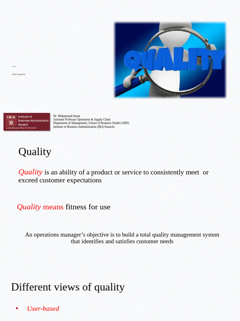 Lecture 5 Quality Management | PDF | Lean Manufacturing | Six Sigma