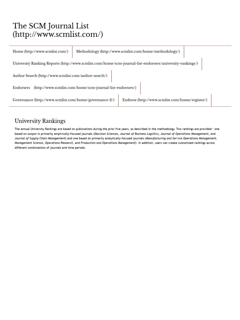 The SCM Journal ListUniversity Rankings - The SCM Journal List - EMP | PDF | Ncaa Football ...