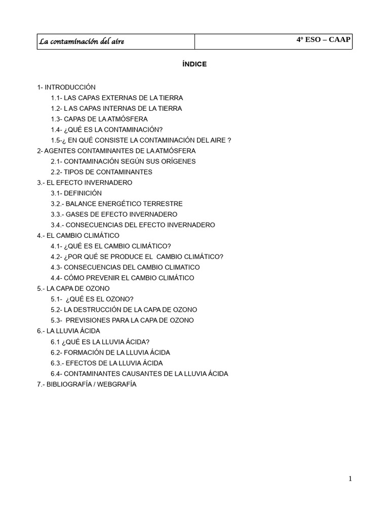 Trabajo Contaminacion Aire | PDF | Dióxido de azufre | Contaminación