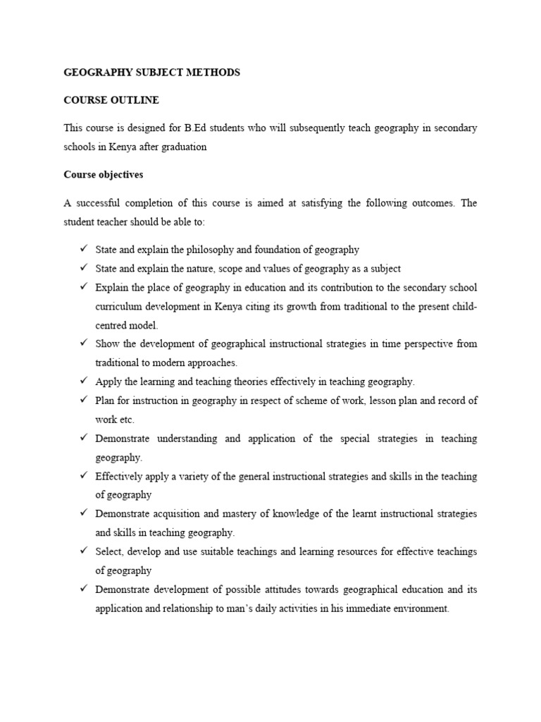 Geography Teaching Methods Course | PDF | Geography | Curriculum