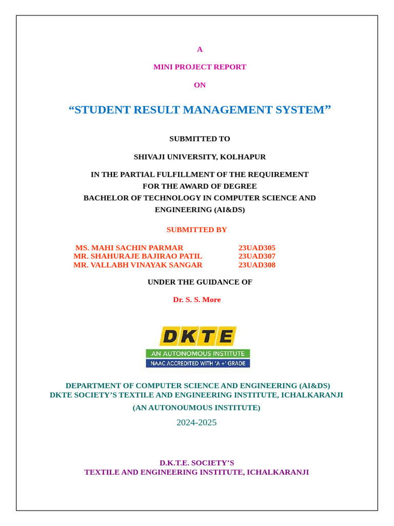 Student Result Ds Report | PDF | Usability | Databases