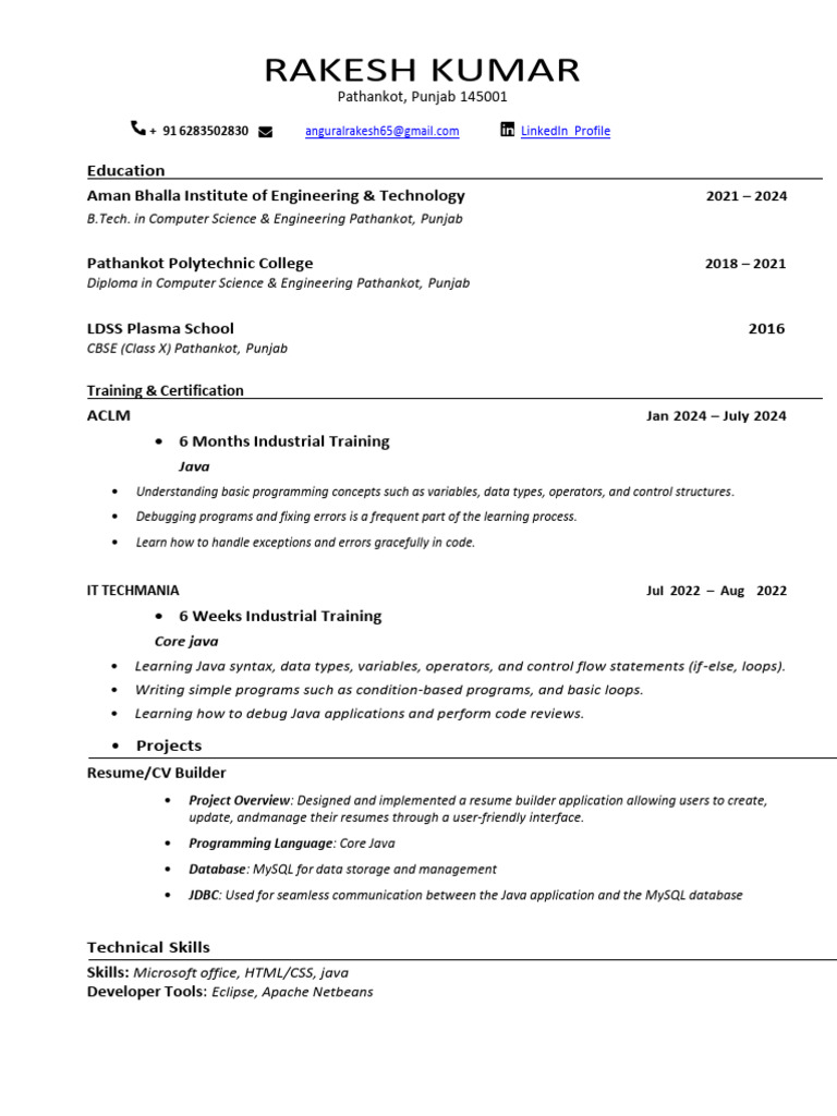 Rakesh CV.@PDF | PDF