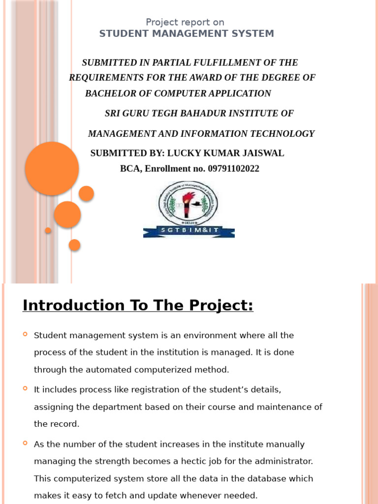 LUCKY KUMAR JAISWAL Project-Presentation-Report-on-Student-Management-System | PDF | Software ...