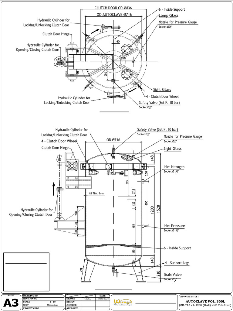 AutoClave Vol.500L (OD.716xH.1200 (Shell) XMS - Thk.8mm) | PDF ...