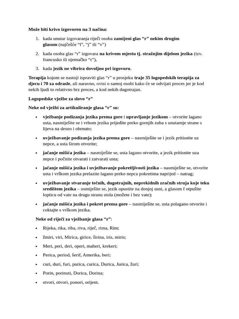 Izgovor Slova R | PDF