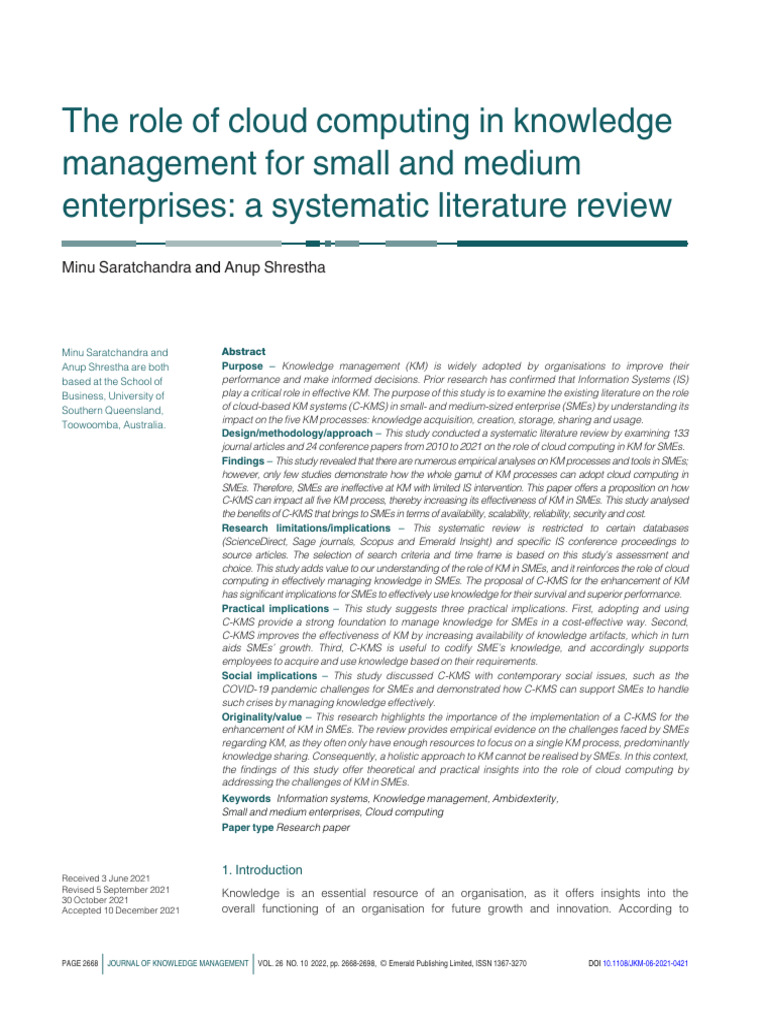 Cloud Computing | PDF | Knowledge Management | Small And Medium Sized Enterprises
