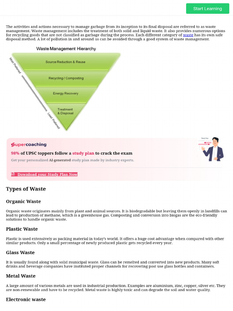 Waste Management Notes_ Types of Waste, Methods and Benefits . | PDF
