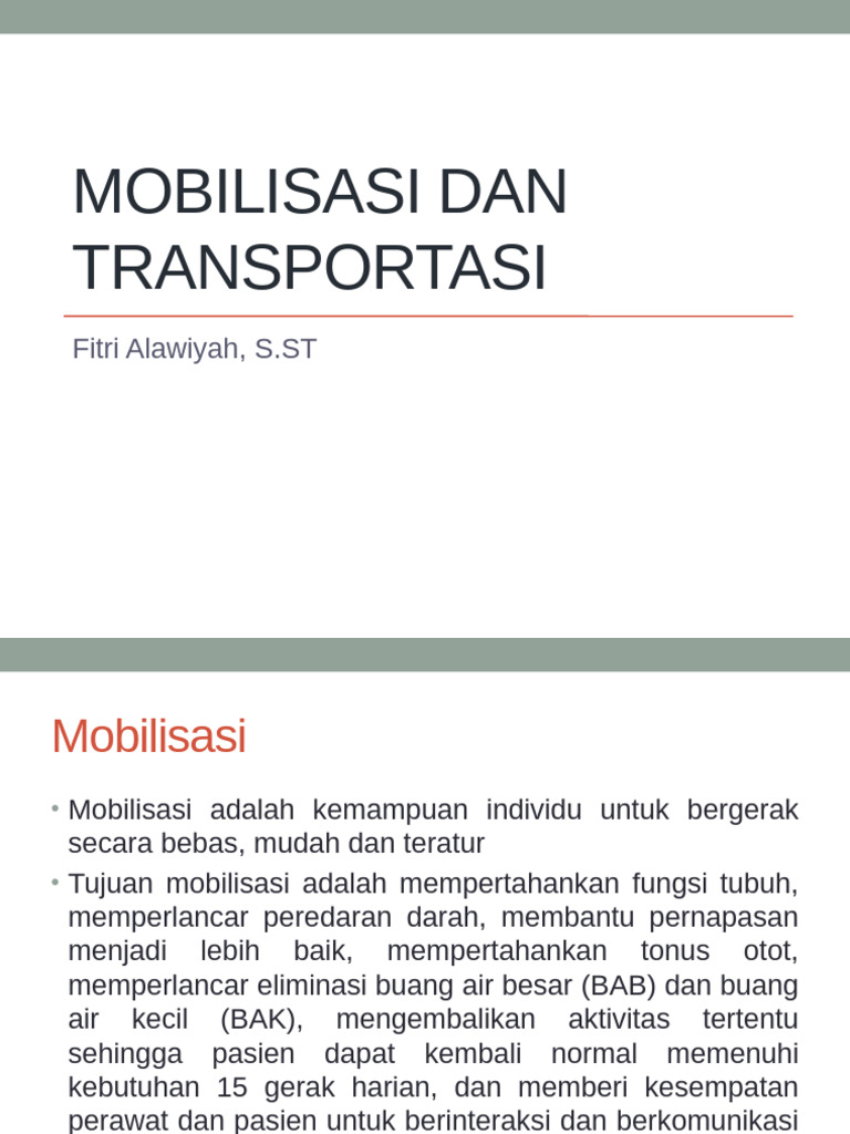 Panduan Mobilisasi dan Transportasi Pasien | PDF | Pengembangan Diri