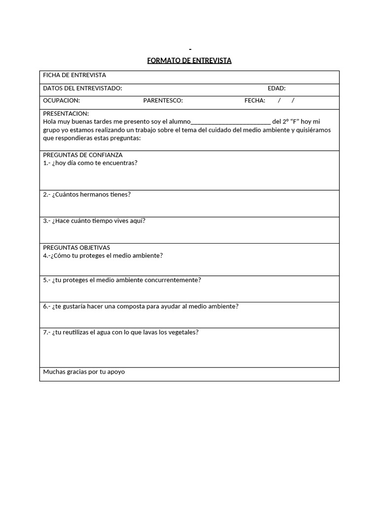 Formato de Entrevista | PDF