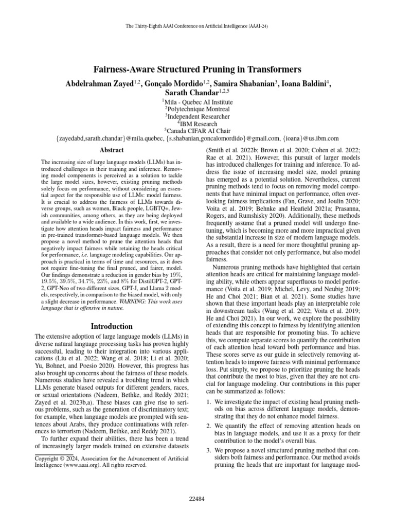 2.Fairness-Aware Structured Pruning in Transformers | PDF | Bias | Attention