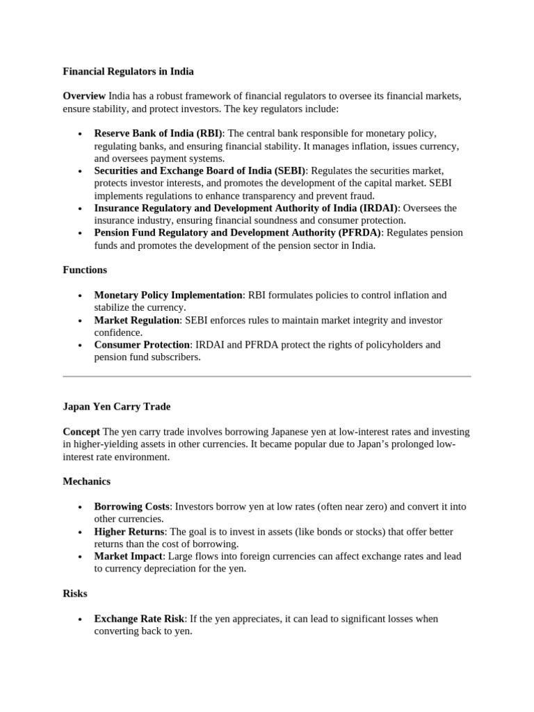 Financial Regulators in India | PDF | Inflation | Reserve Bank Of India