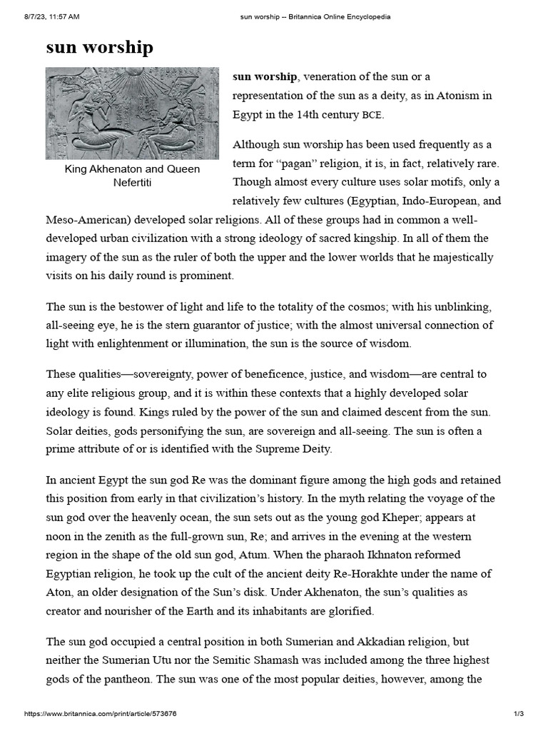 sun worship -- Britannica Online | PDF | Solar Deity | Deities