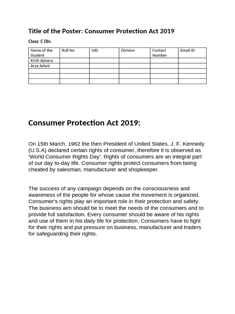 Consumer Protection Act | PDF | Economies