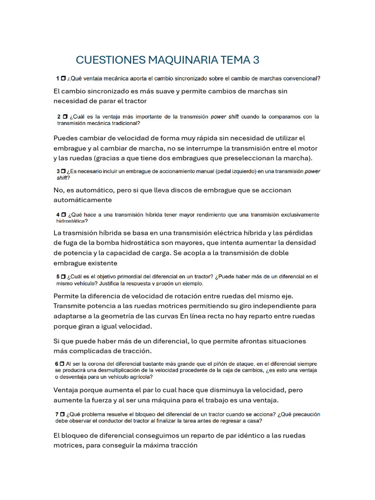 CUESTIONES MAQUINARIA TEMA 3 | PDF