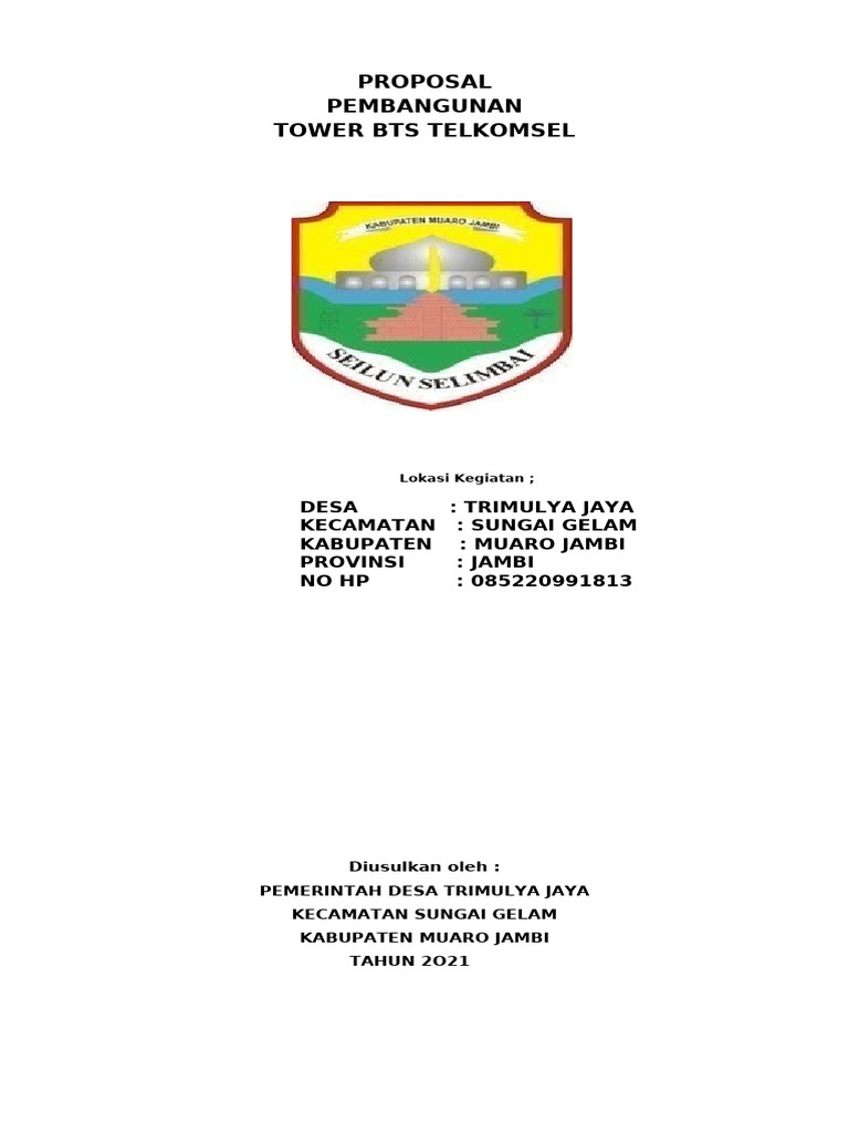 Proposal Pembangunan Tower BTS di Trimulya | PDF
