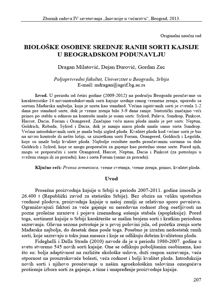 Srednje Rodne Sorte Kajsije | PDF