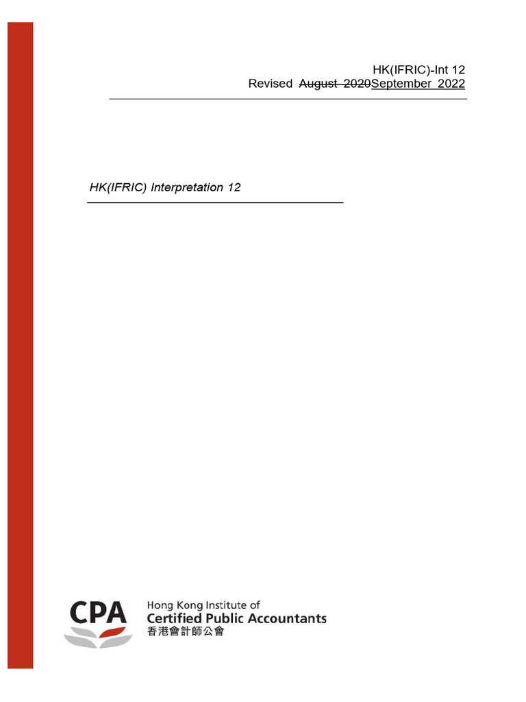 HK (IFRIC) Interpretation 12 Service Concession | PDF | International Financial Reporting ...