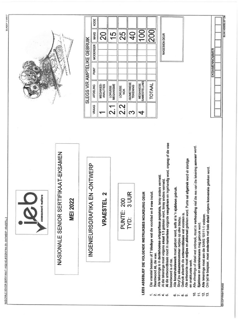 Past Exam Papers Engineering Graphics and Design Ieb NSC Grade 12 Past ...