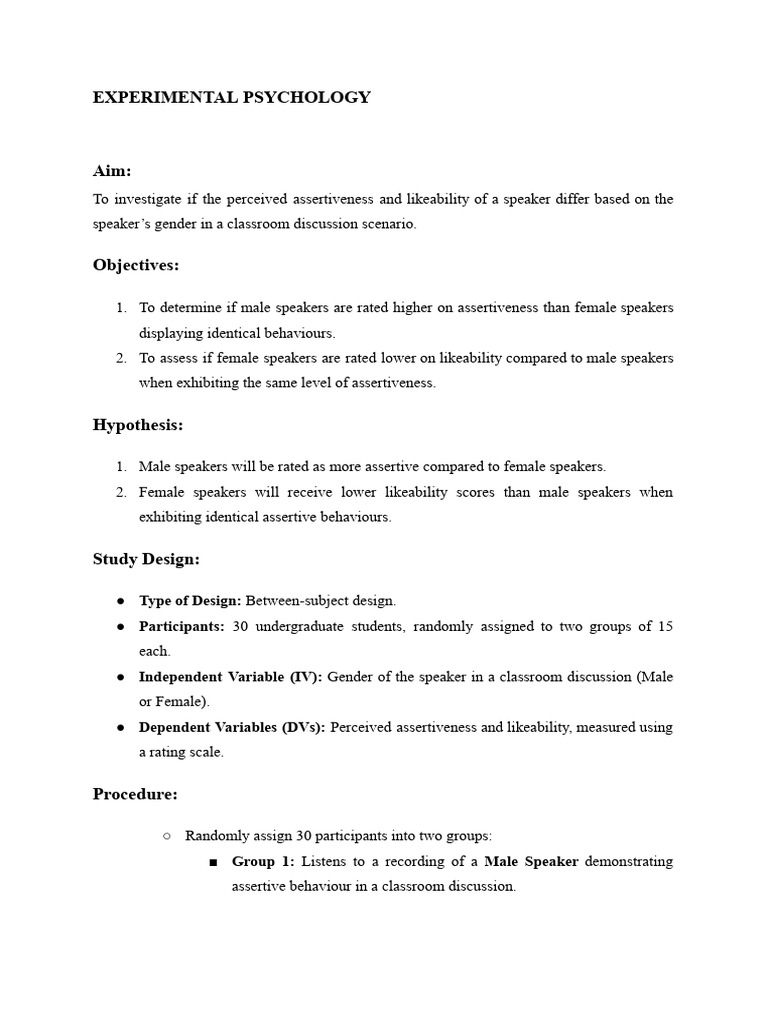 Experimental Psychology Experiment | PDF | Experiment | Scientific Method