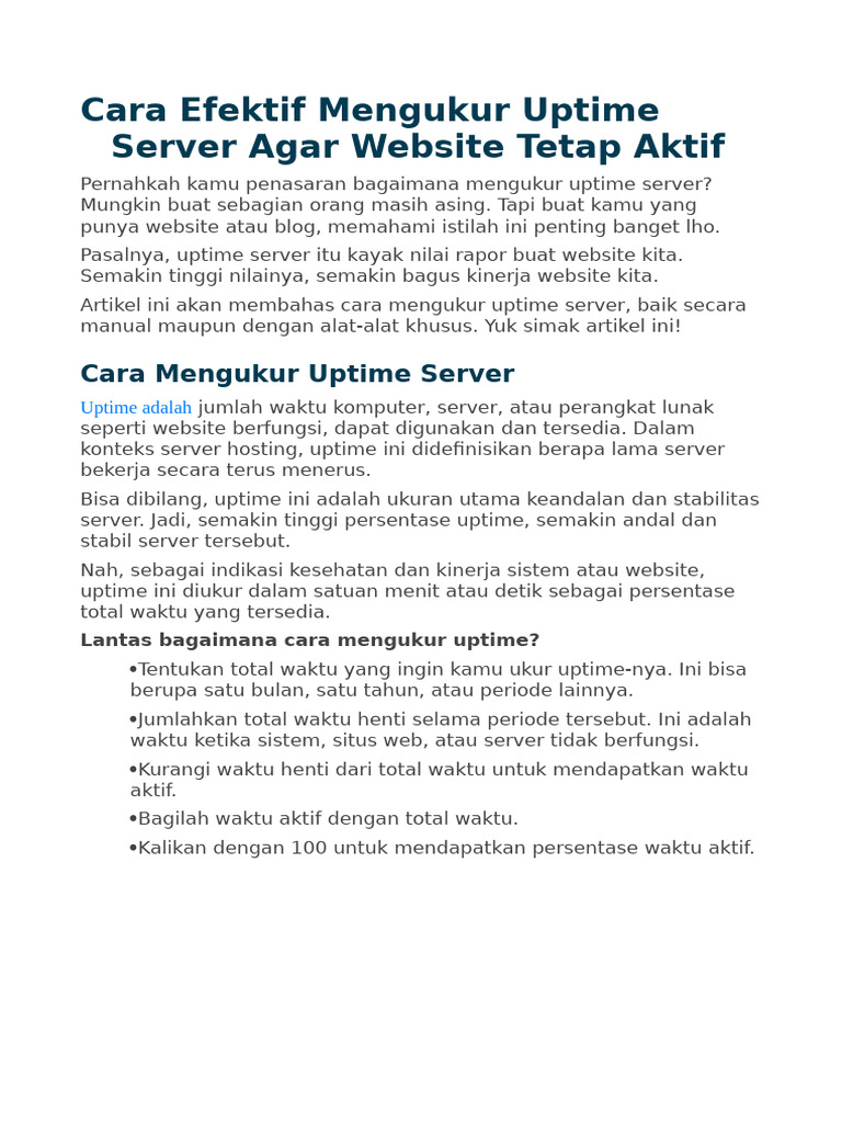 Mengukur Uptime Server | PDF