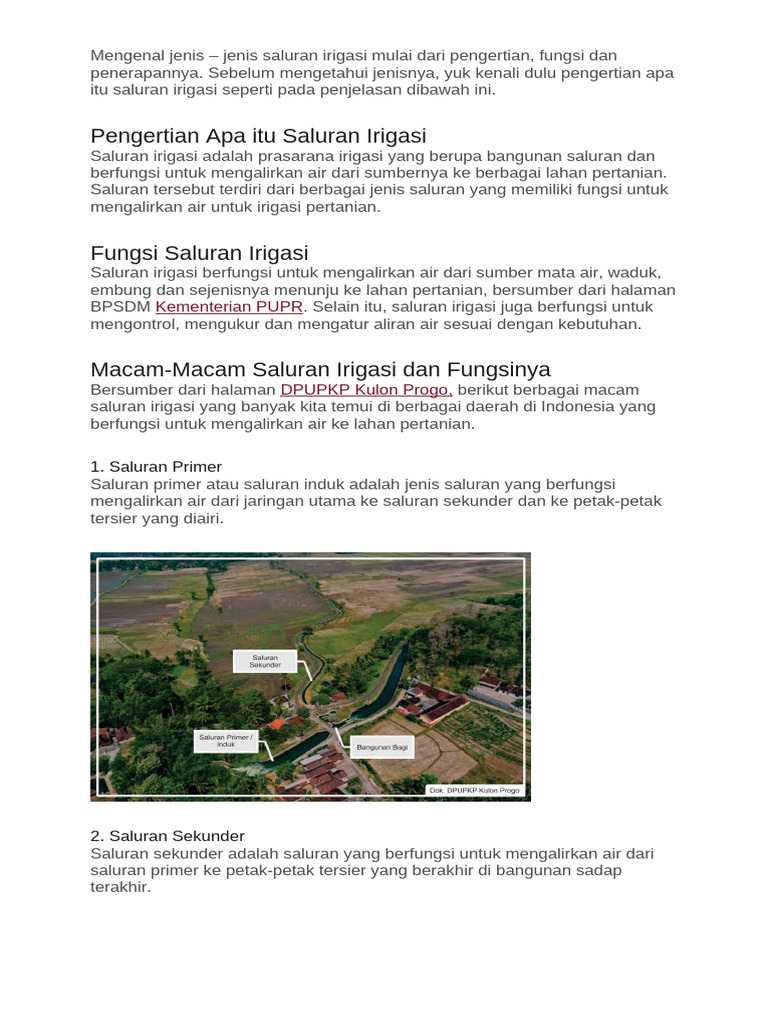 Jenis dan Fungsi Saluran Irigasi | PDF