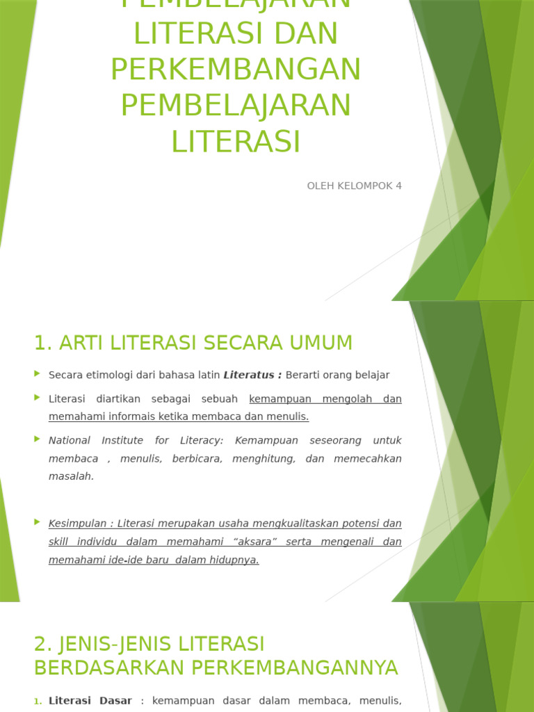 Konsep Dasar Pembelajaran Literasi Dan Perkembangan Pembelajaran Literasi | PDF