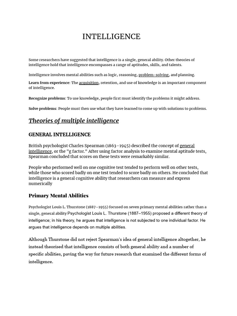 INTELLIGENCE | PDF | Intelligence | Intelligence Quotient