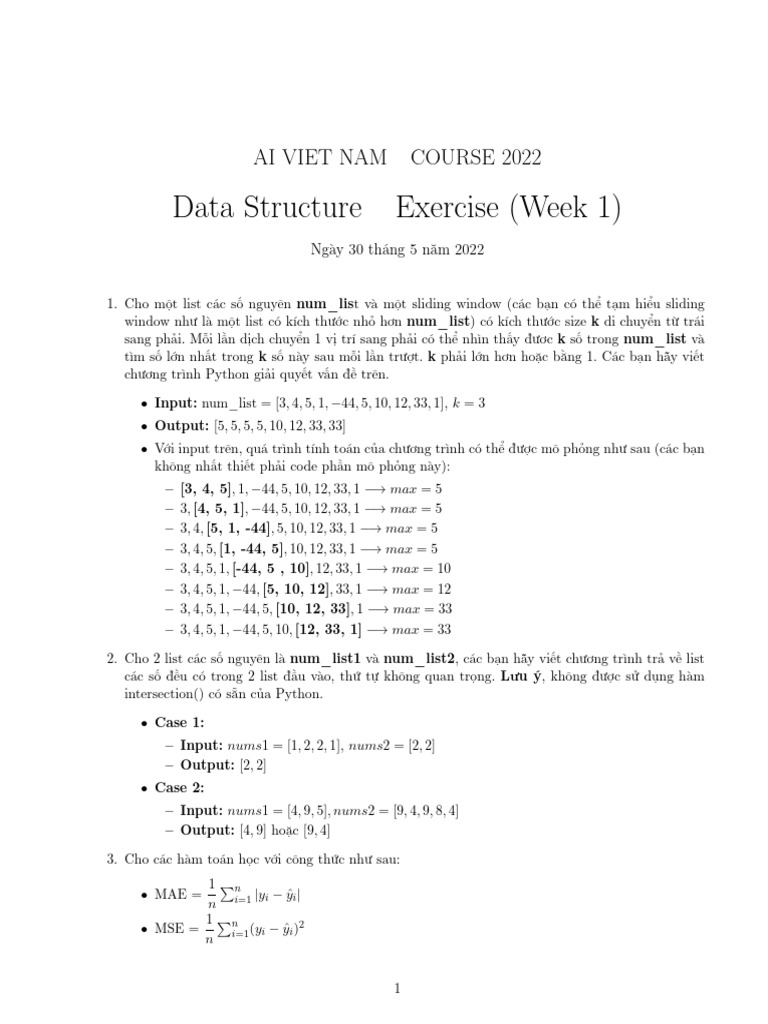 Data Structure-Week 1-Exercise | PDF