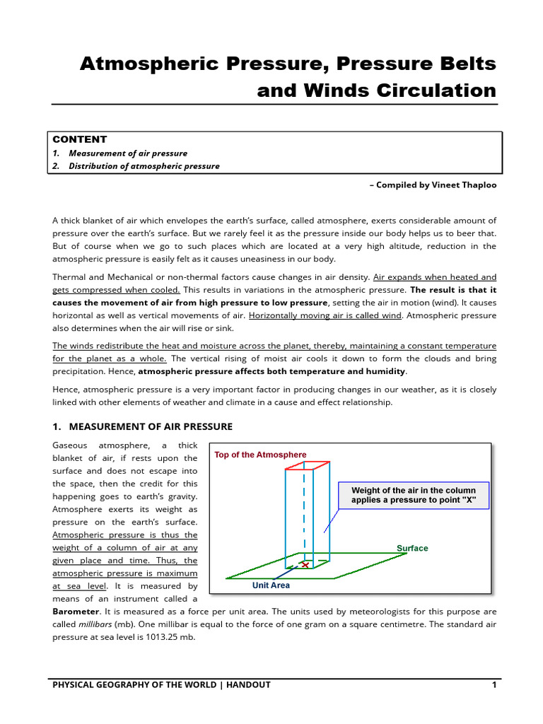 Atmospheric Pressure & pressure Belts &Wind | PDF | Atmosphere Of Earth ...